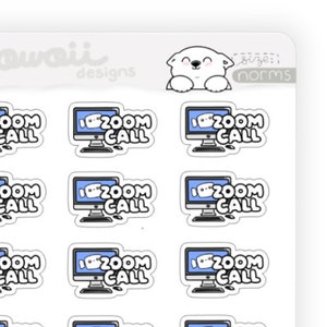 Kawaii Zoom Meeting Planner Stickers - Zoom Meeting Stickers for Erin ...