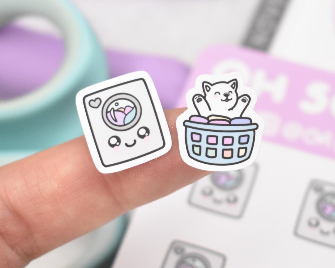 Kawaii Washing Machine Stickers Laundry Planner Stickers | Etsy