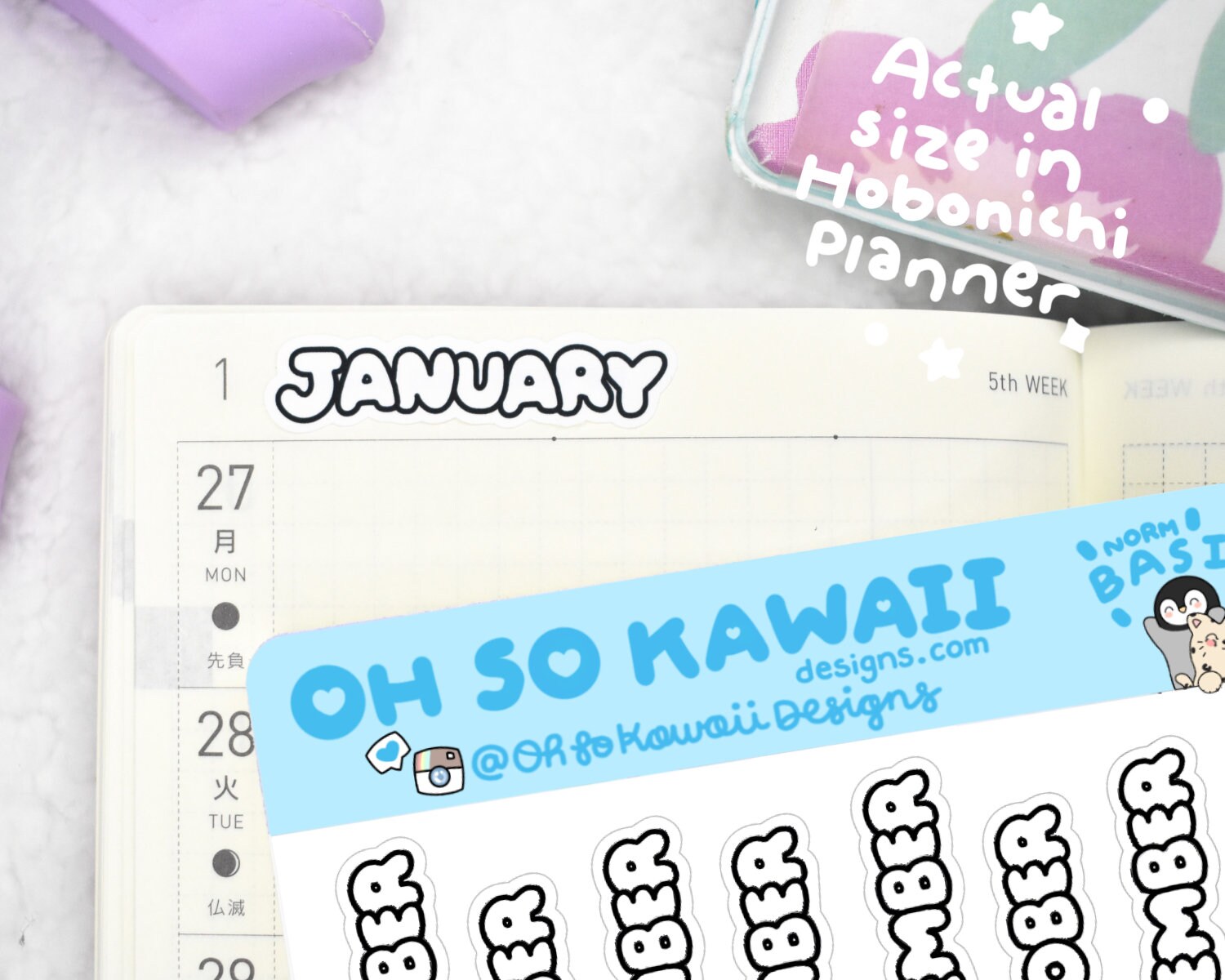 Kawaii Hobonichi Month Stickers Hobonichi Monthly Stickers - Etsy