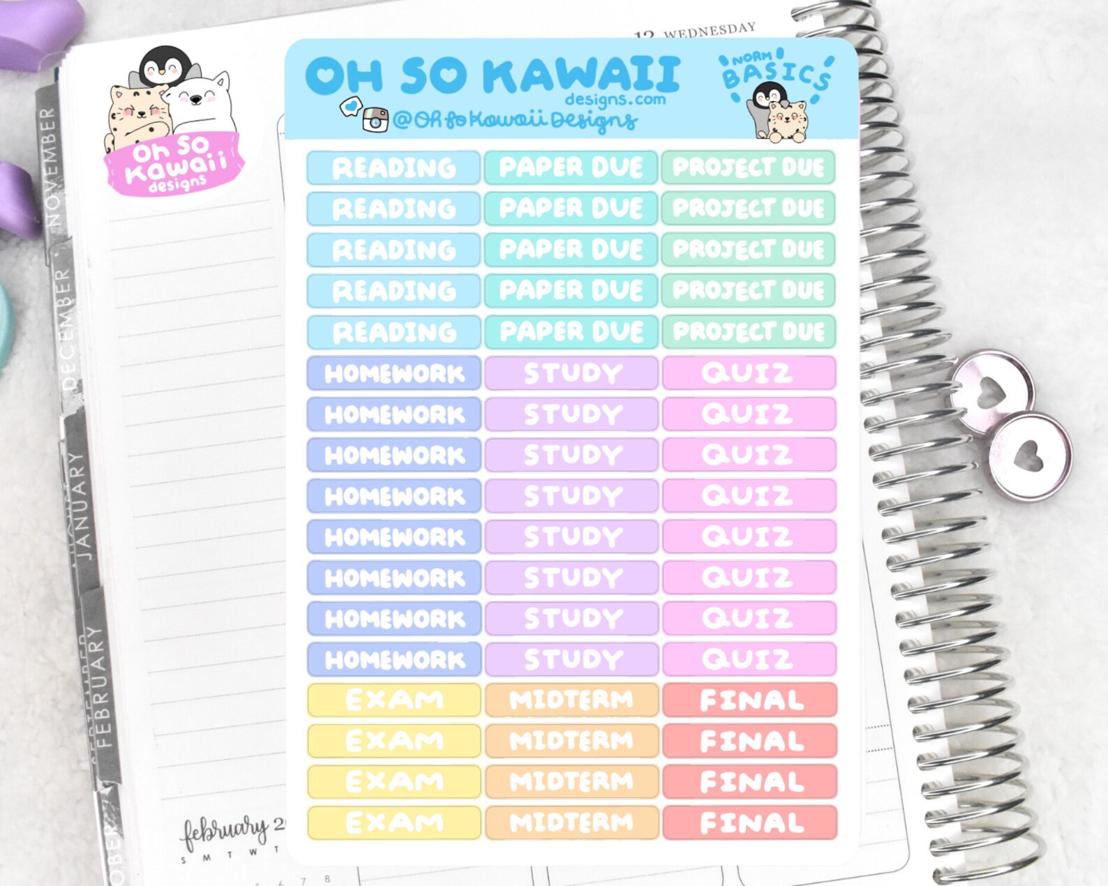 Kawaii College Stickers for School Teacher Student Planner - Etsy