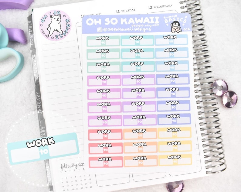 Kawaii Work Schedule Planner Stickers Work Schedule Sticker | Etsy