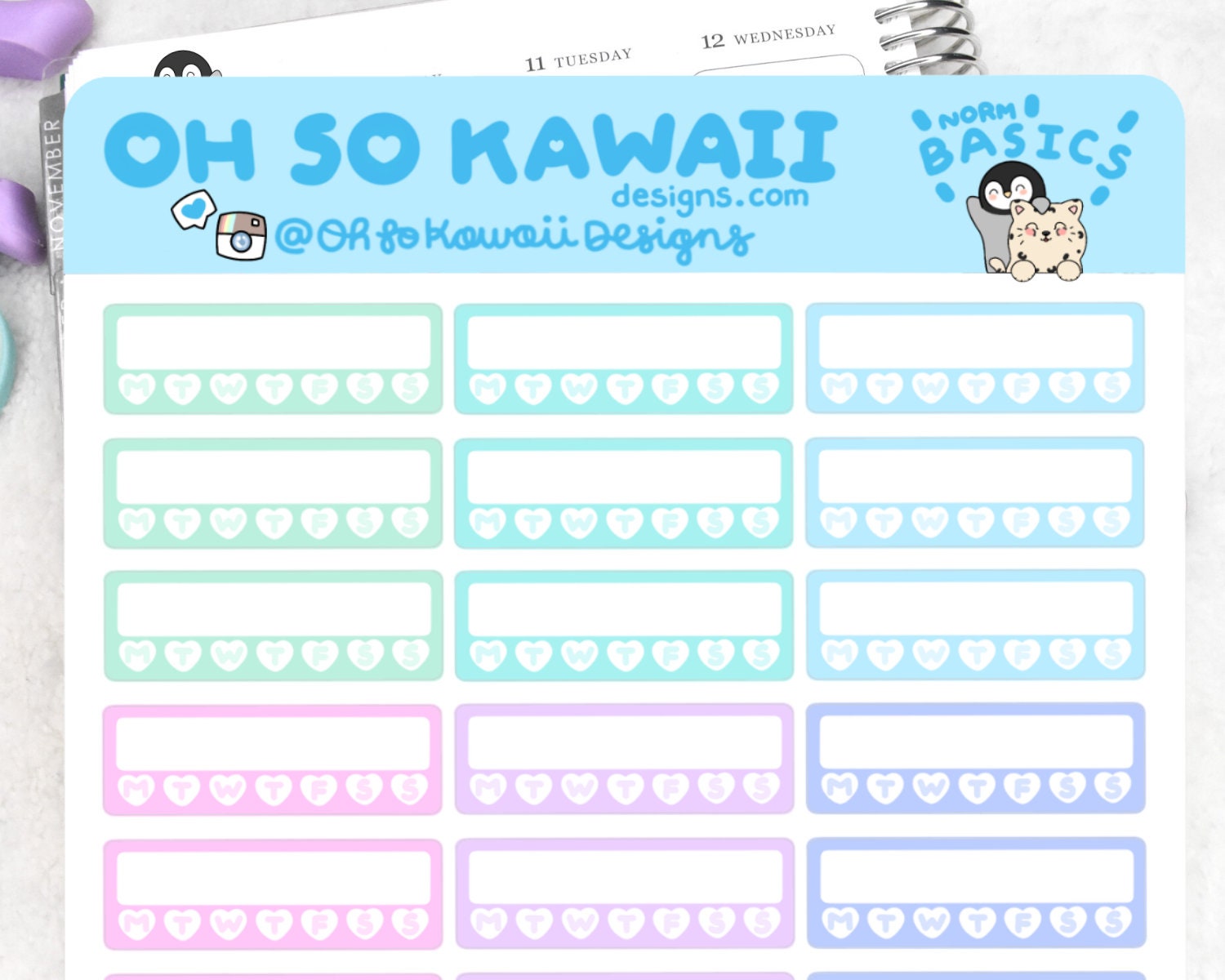 Kawaii Weekly Habit Tracker Weekly Reminder Stickers | Etsy
