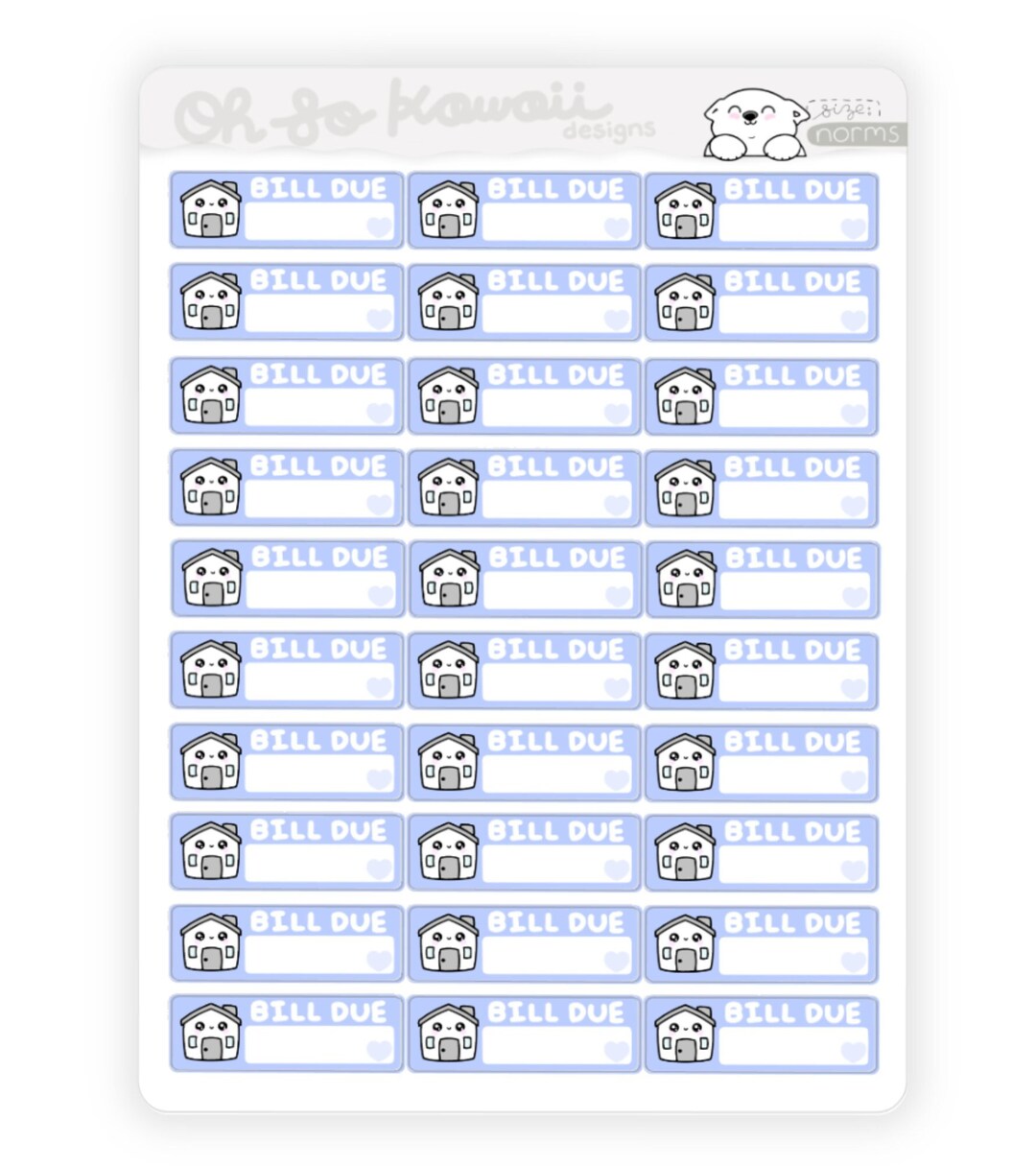 Kawaii Mortgage Due Sticker Rent Due Stickers Happy Planner Stickers ...