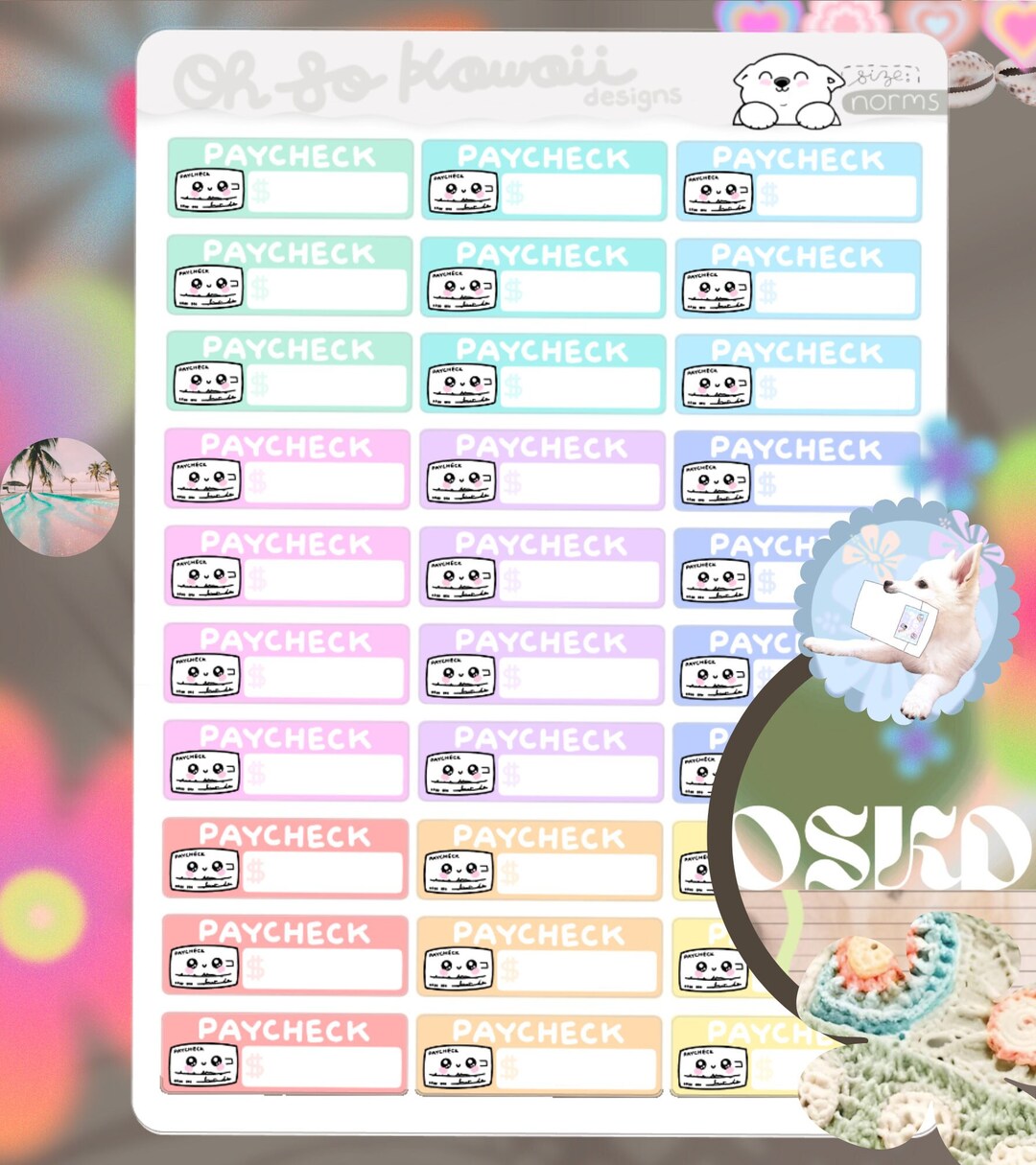 Kawaii Budget by Paycheck - Cash Envelope Stickers - Paycheck Tracker ...