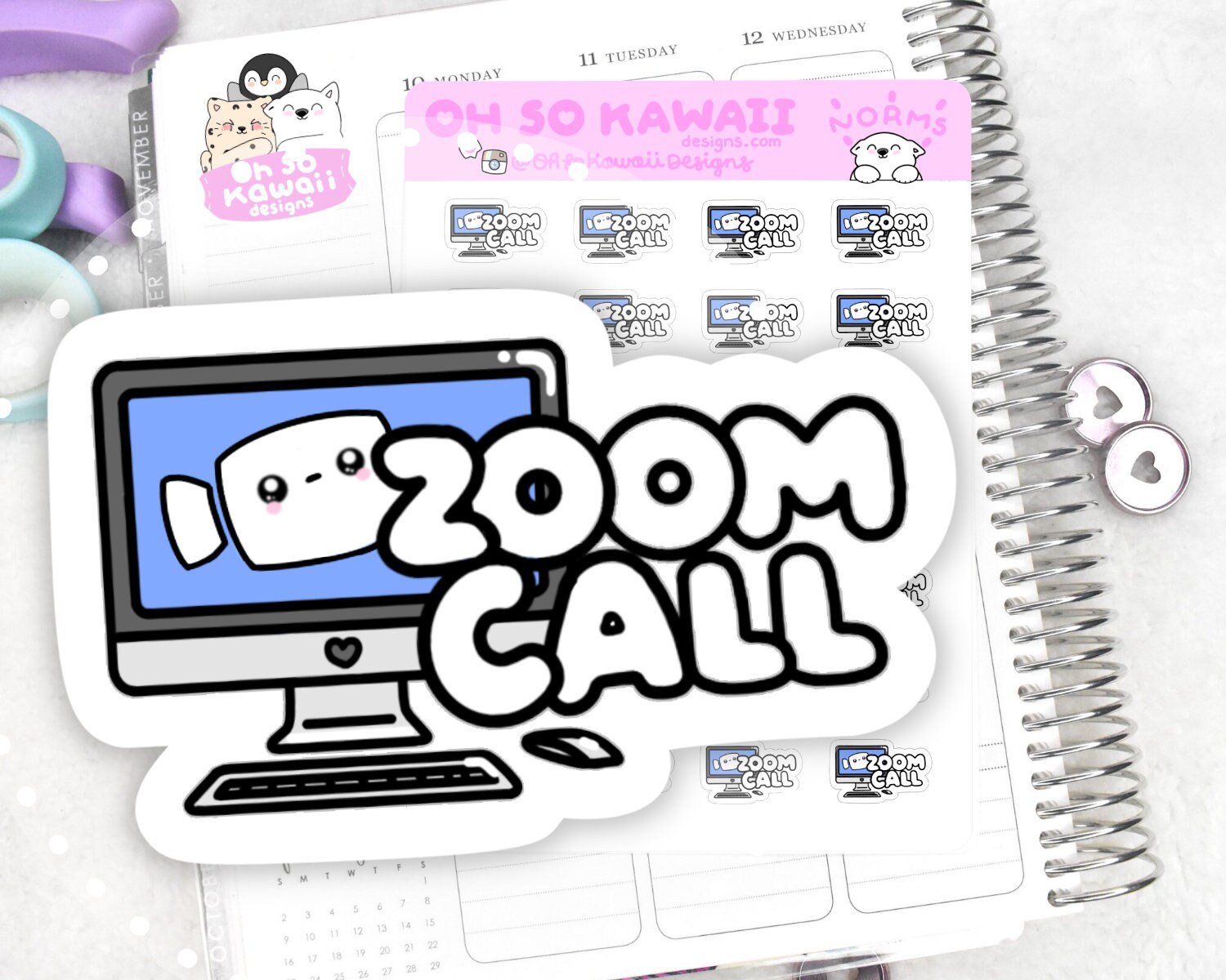 Kawaii Zoom Meeting Planner Stickers Zoom Meeting Stickers | Etsy