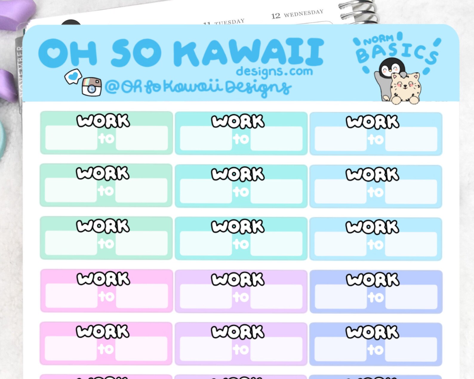 Kawaii Work Schedule Planner Stickers Work Schedule Sticker - Etsy