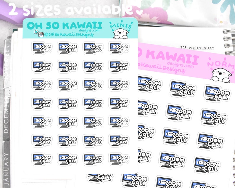 Kawaii Zoom Meeting Planner Stickers Zoom Meeting Stickers | Etsy