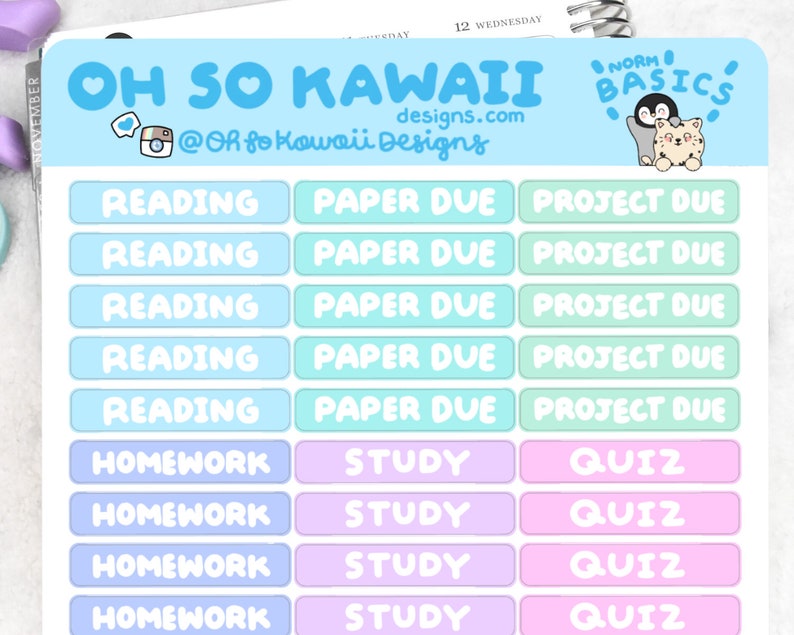 Kawaii College Stickers for School Teacher Student Planner - Etsy