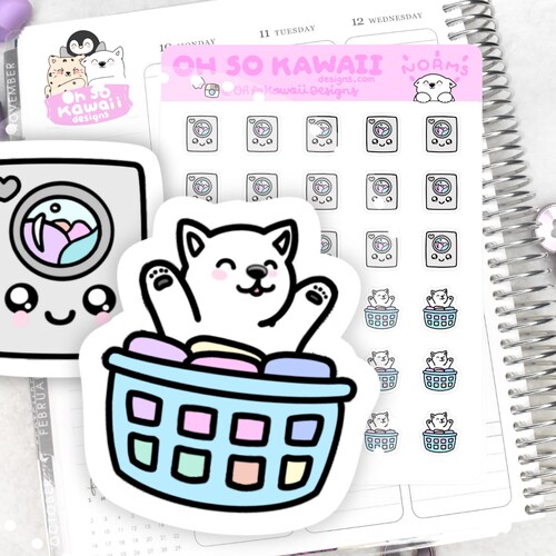 Kawaii Washing Machine Stickers Laundry Planner Stickers - Etsy