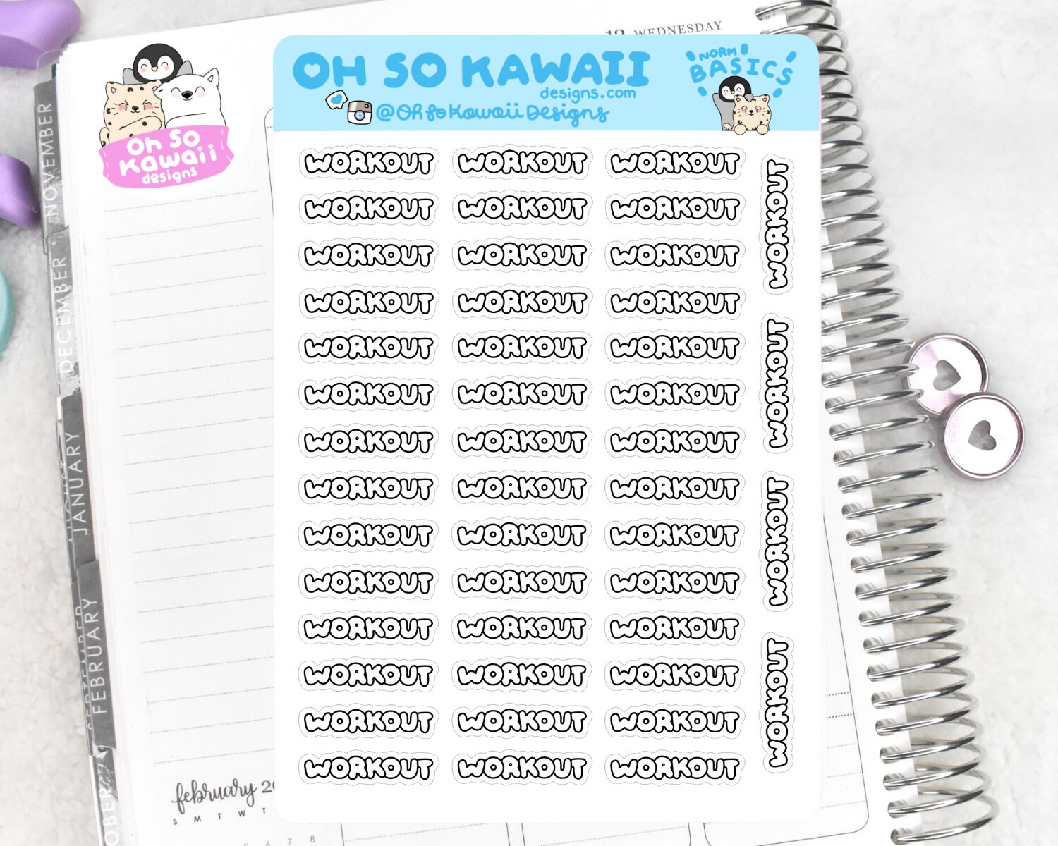 Kawaii Workout Stickers Workout Planner Stickers Fitness | Etsy
