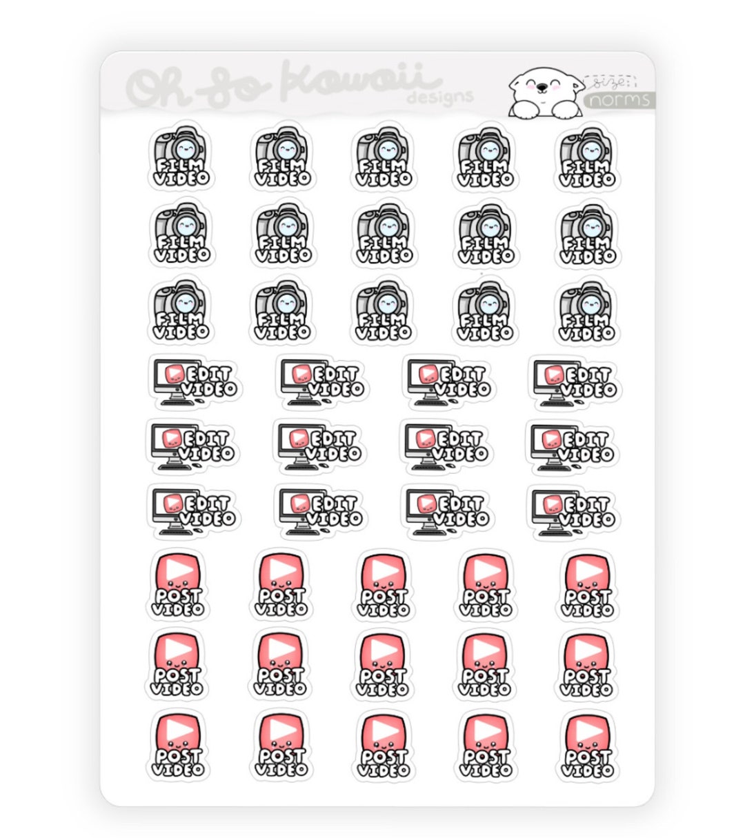 Kawaii Youtube Blogger Planner Stickers Youtube Stickers Youtube ...