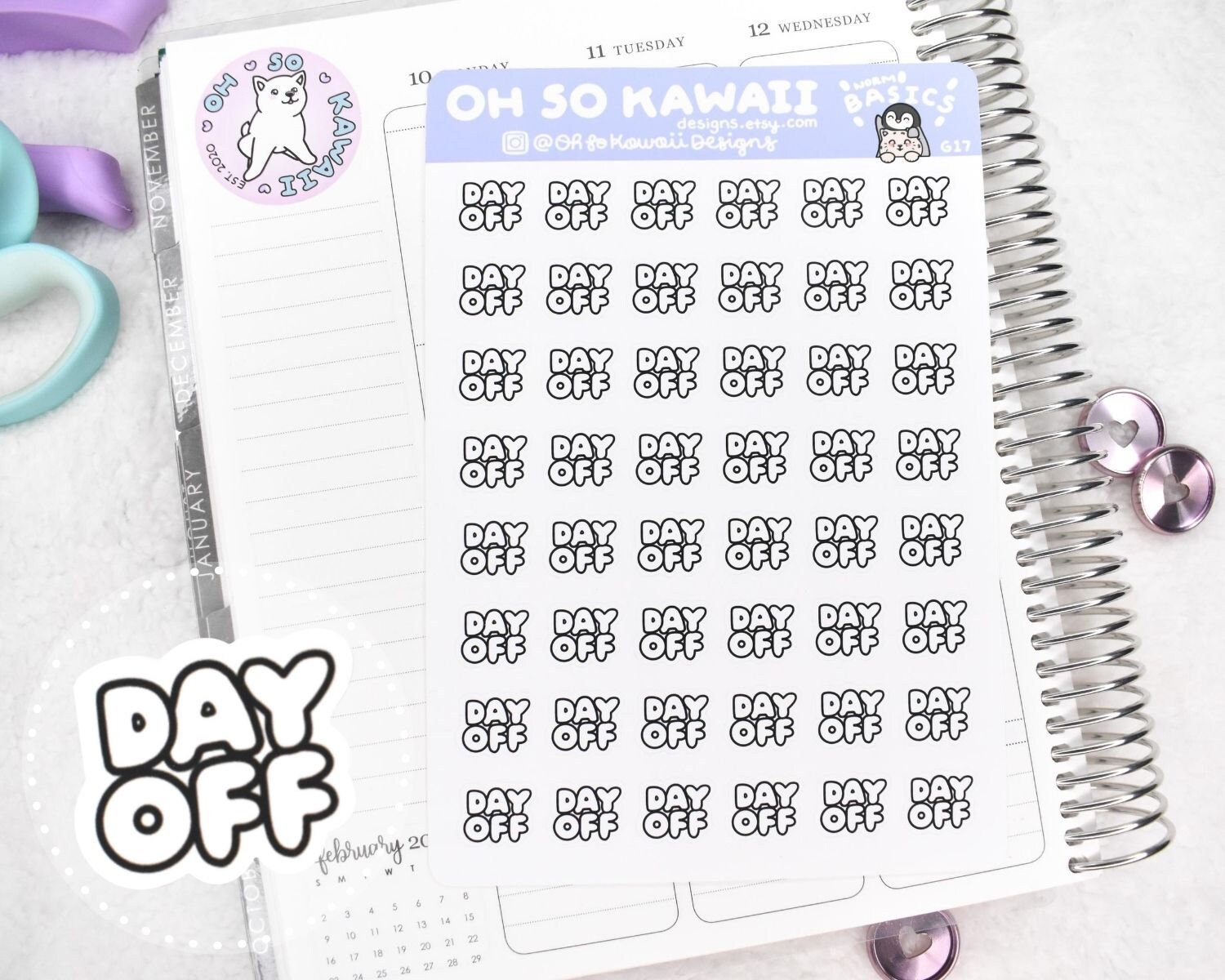 Kawaii Day Off Planner Stickers Day Off Stickers Work | Etsy
