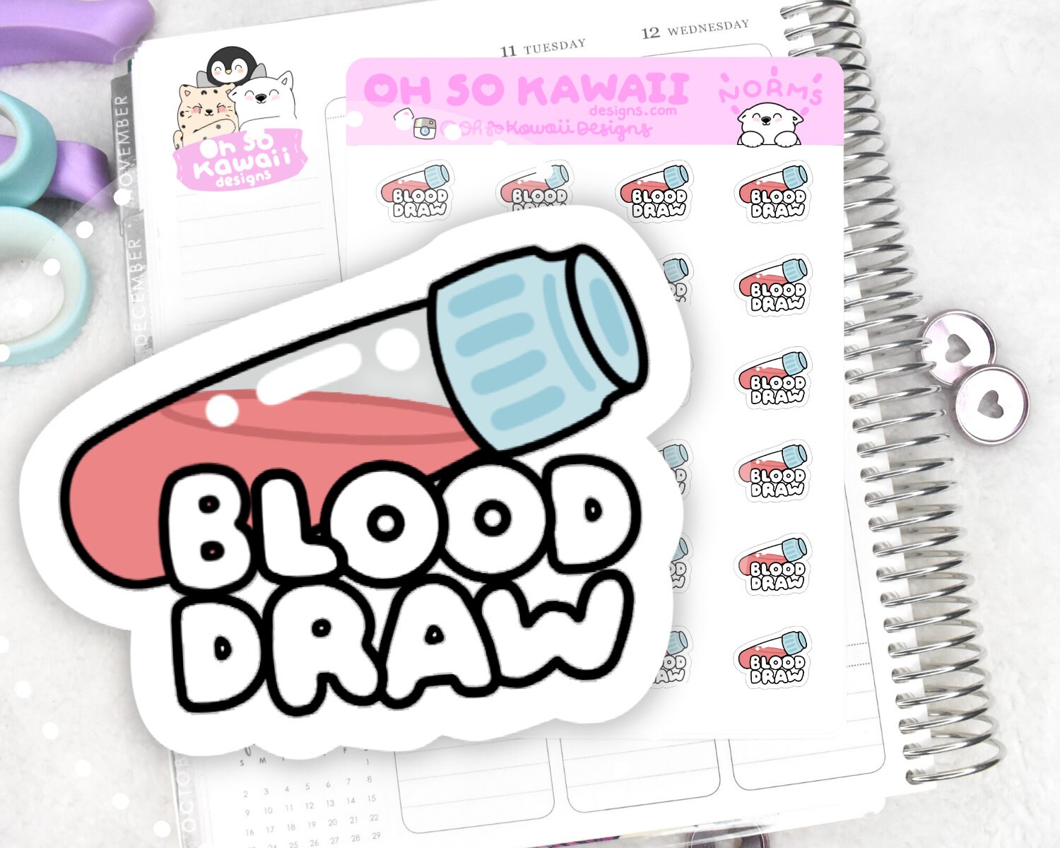 Kawaii Blood Work Blood Draw Reminder Sticker Draw Blood - Etsy