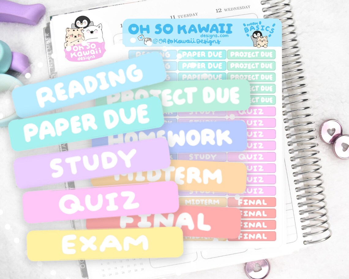 Kawaii College Stickers for School Teacher Student Planner - Etsy