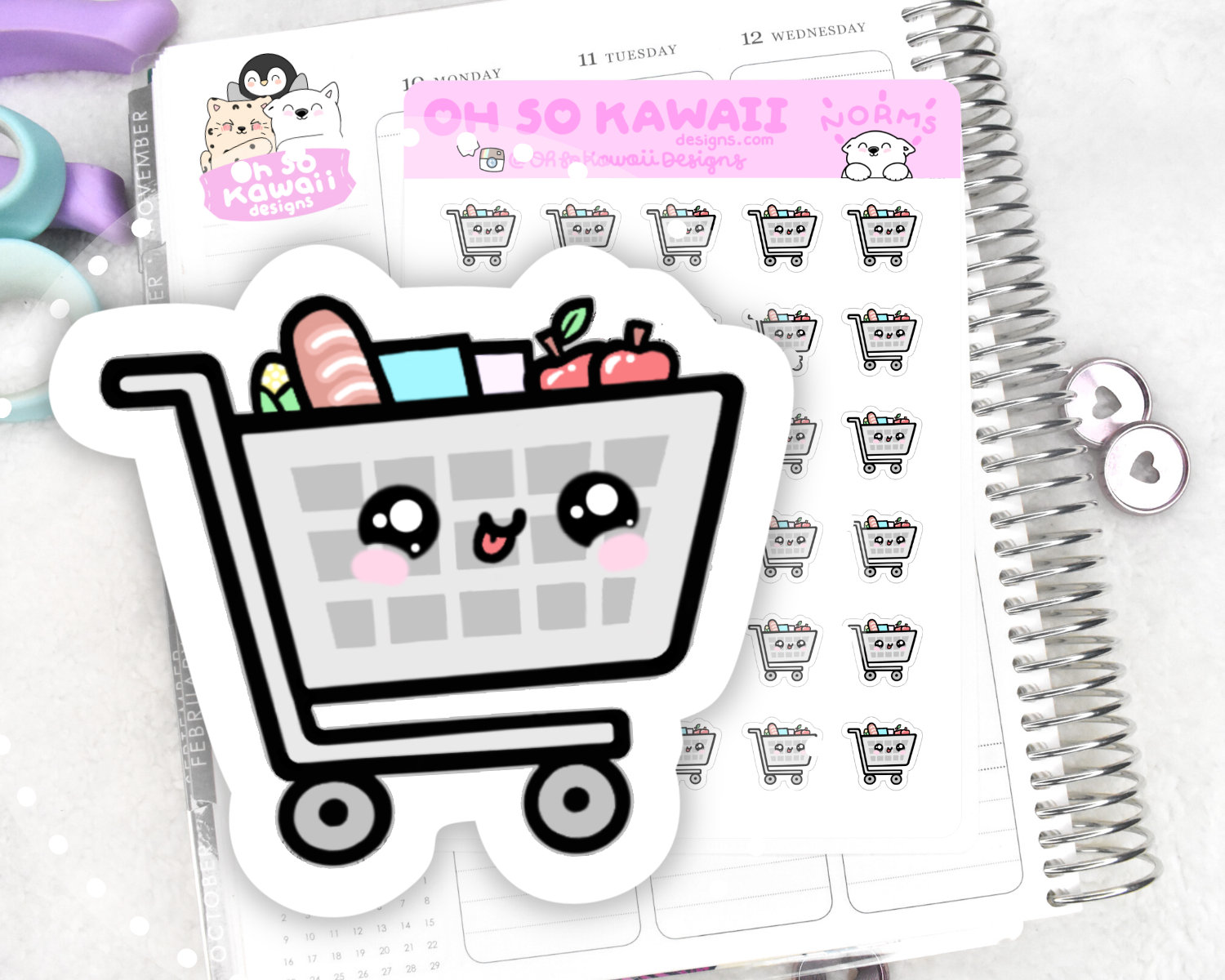 Kawaii Grocery Cart Stickers Budget Planner Stickers - Etsy