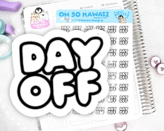 Kawaii Day off Planner Stickers Day off Stickers Work - Etsy
