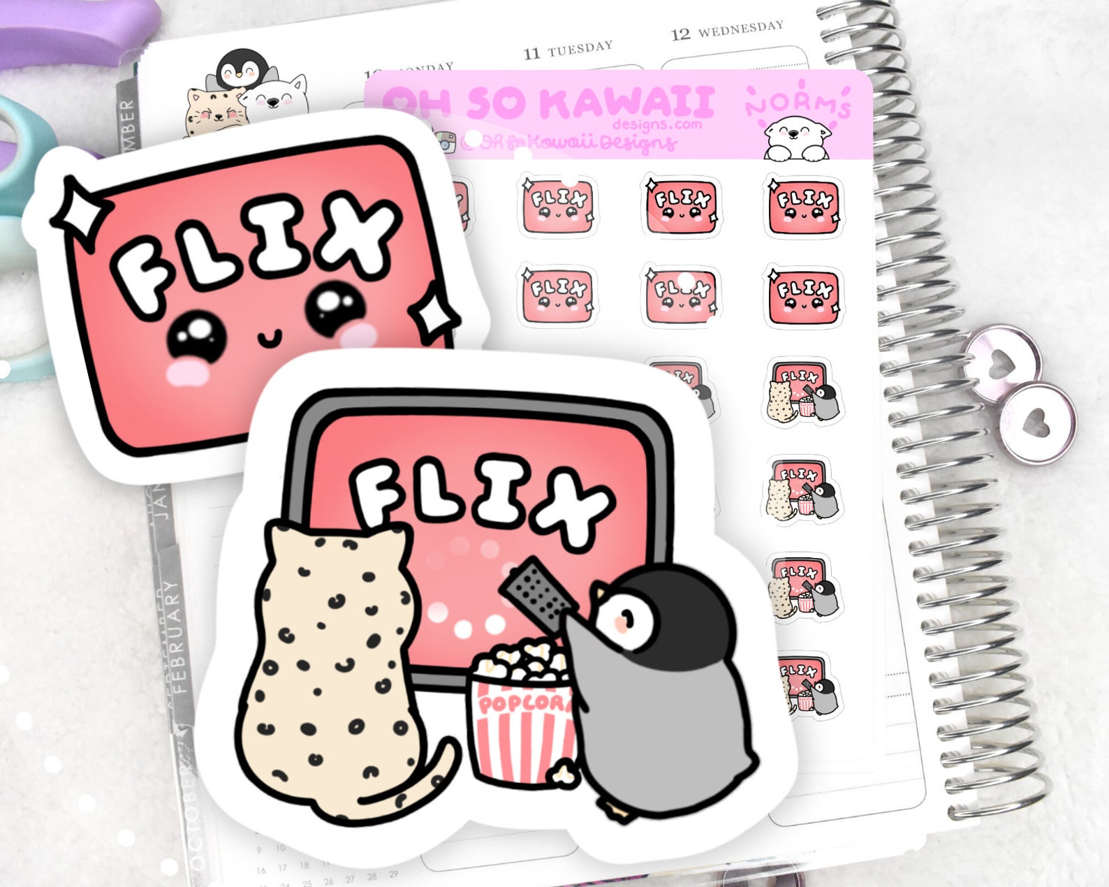 Kawaii Netflix Planner Stickers Pay Netflix Sticker Reminder | Etsy