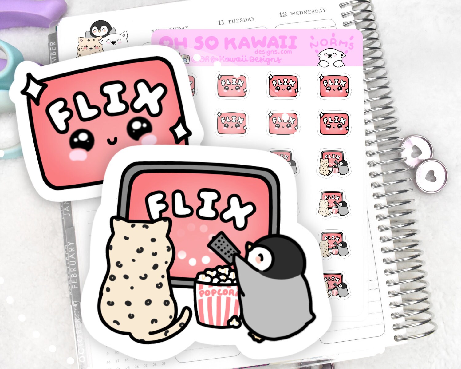 Kawaii Netflix Planner Stickers Pay Netflix Sticker Reminder | Etsy