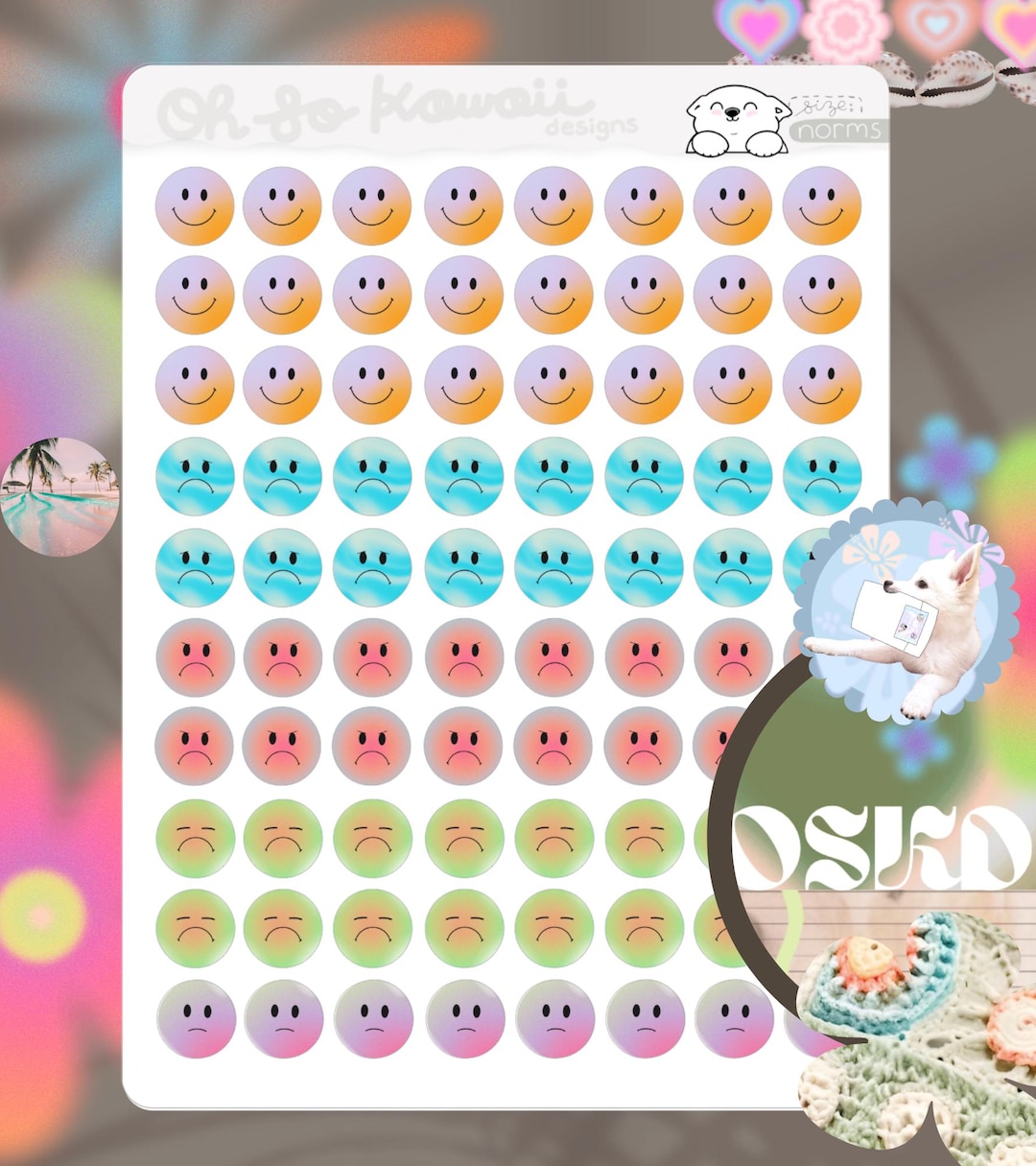 Emotion Sticker Sheet - Smiley Face Stickers - Mood Tracking Stickers ...