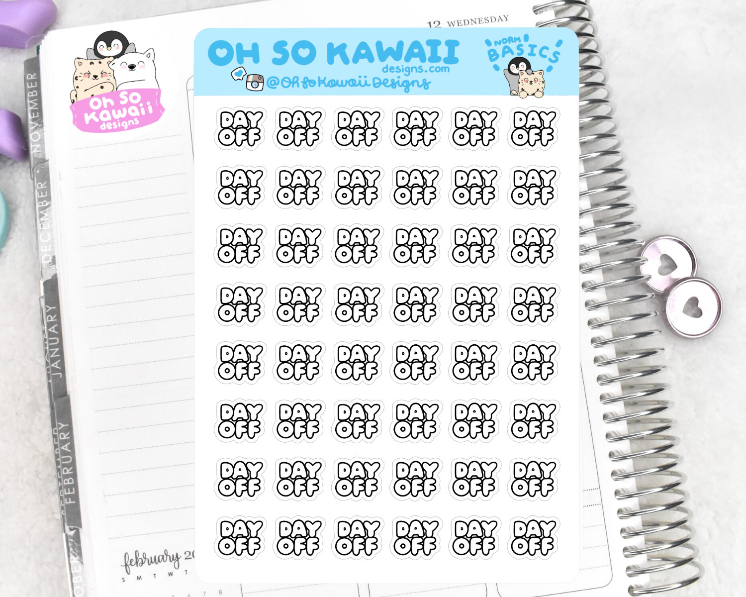 Kawaii Day off Planner Stickers Day off Stickers Work | Etsy