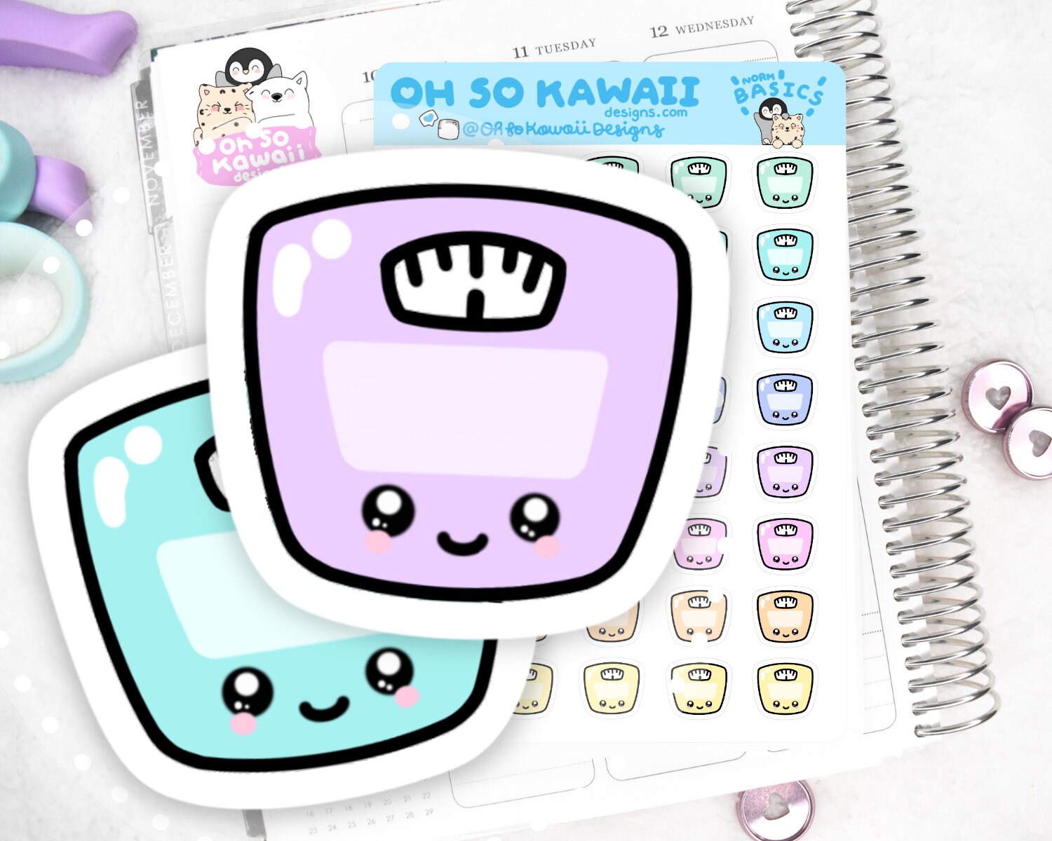 Kawaii Weight Loss Tracker Stickers Weight Loss Tracker - Etsy