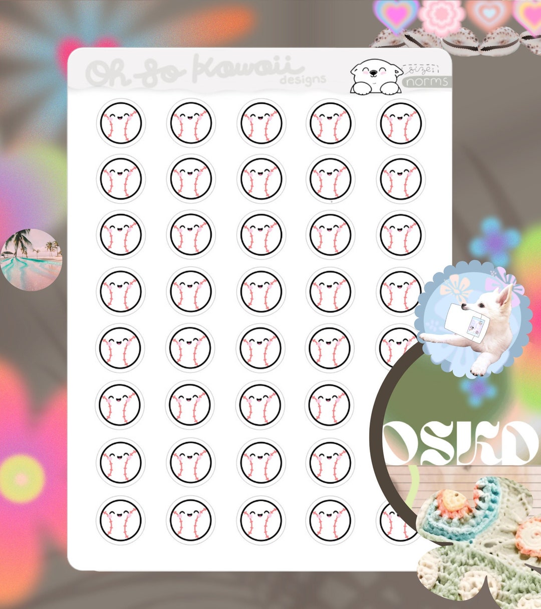 Kawaii Baseball Planner Stickers - Baseball Stickers for Planner ...