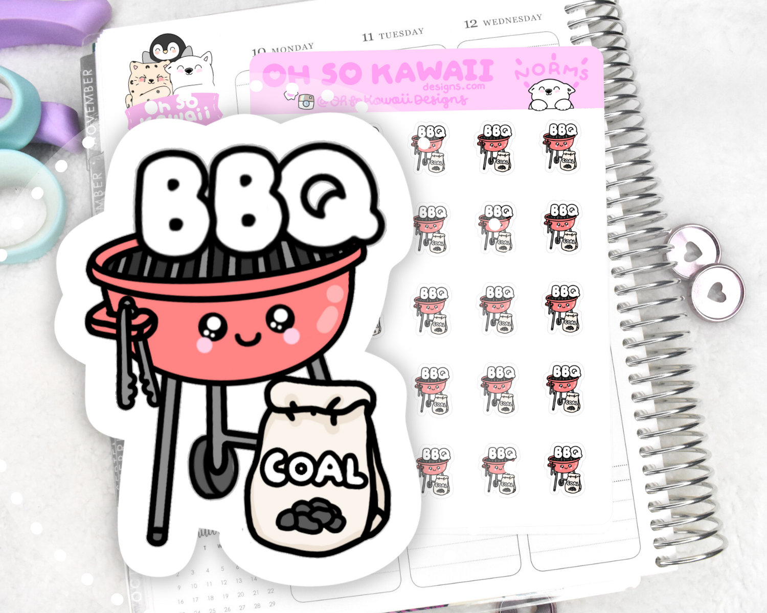 Kawaii BBQ Stickers Barbecue Planner Stickers Grill | Etsy