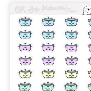 Kawaii Crockpot Stickers - Crockpot Planner Stickers - Meal Planning ...