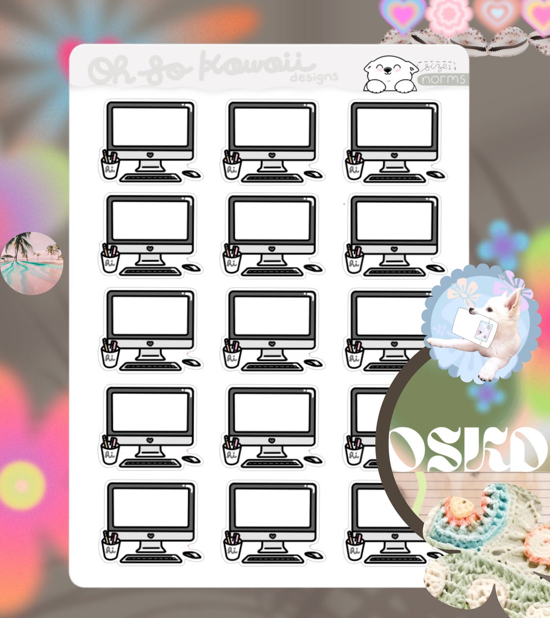 Kawaii Computer Planner Stickers - Computer Stickers of Laptops - Work ...