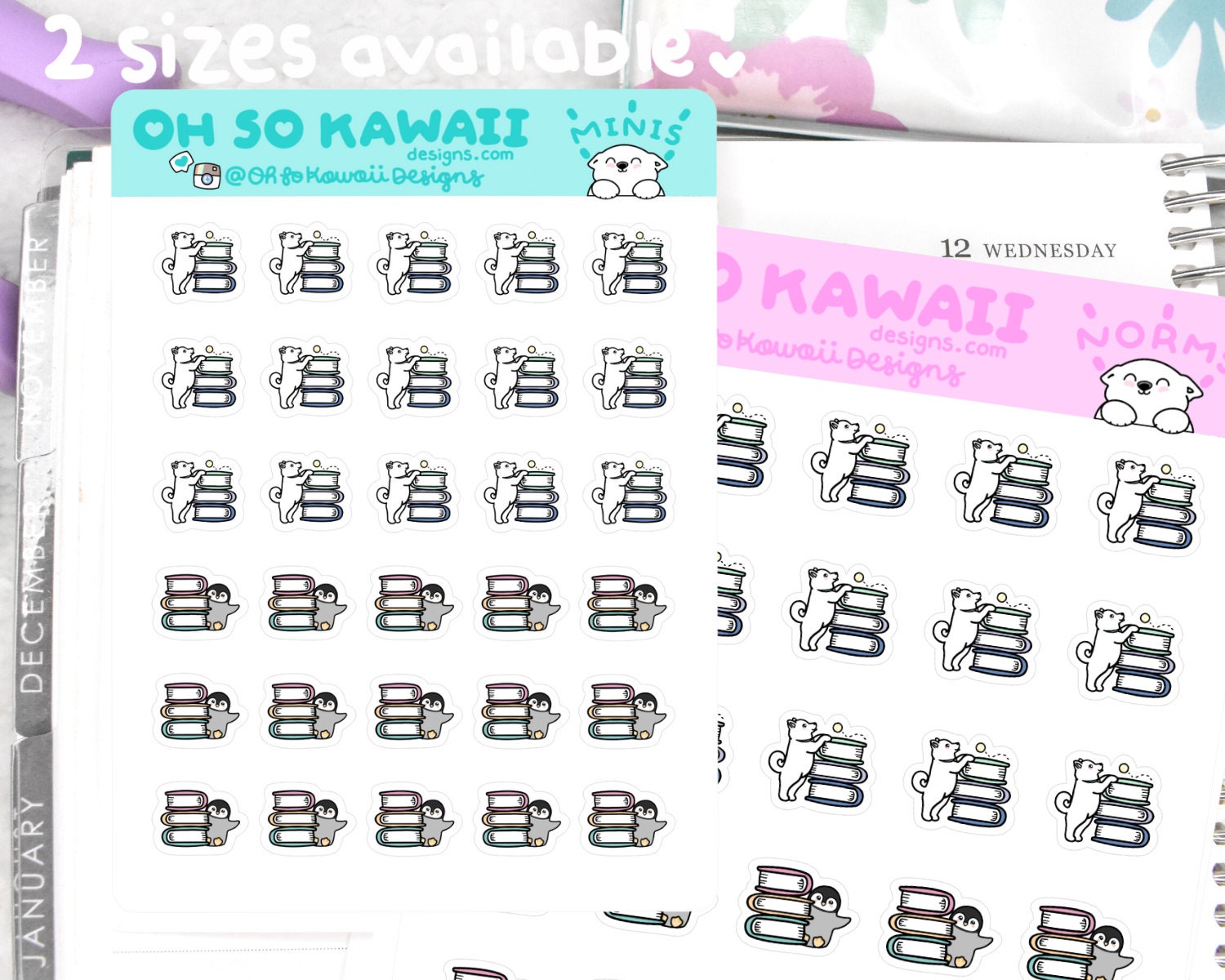 Kawaii Book Stickers for Planner Happy Book Planner Stickers | Etsy