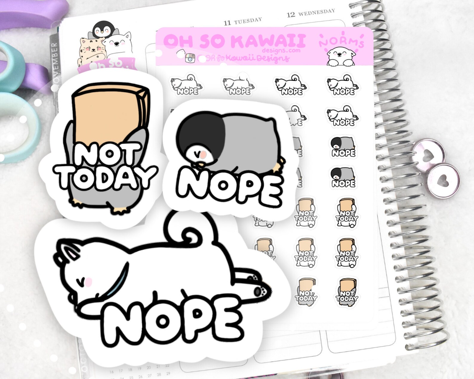 Kawaii Nope Stickers Cute Kawaii Planner Stickers College | Etsy