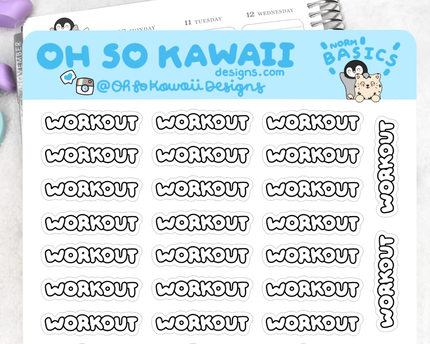 Kawaii Workout Stickers Workout Planner Stickers Fitness | Etsy