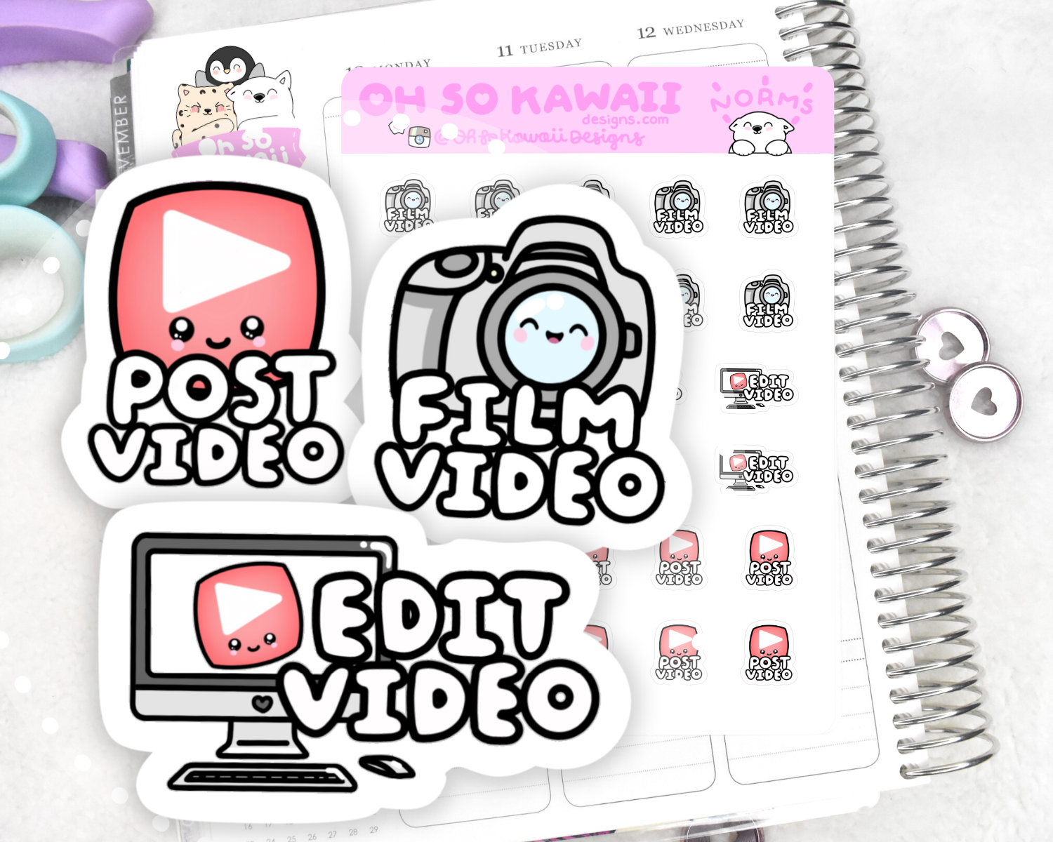 Kawaii Youtube Blogger Planner Stickers Youtube Stickers | Etsy