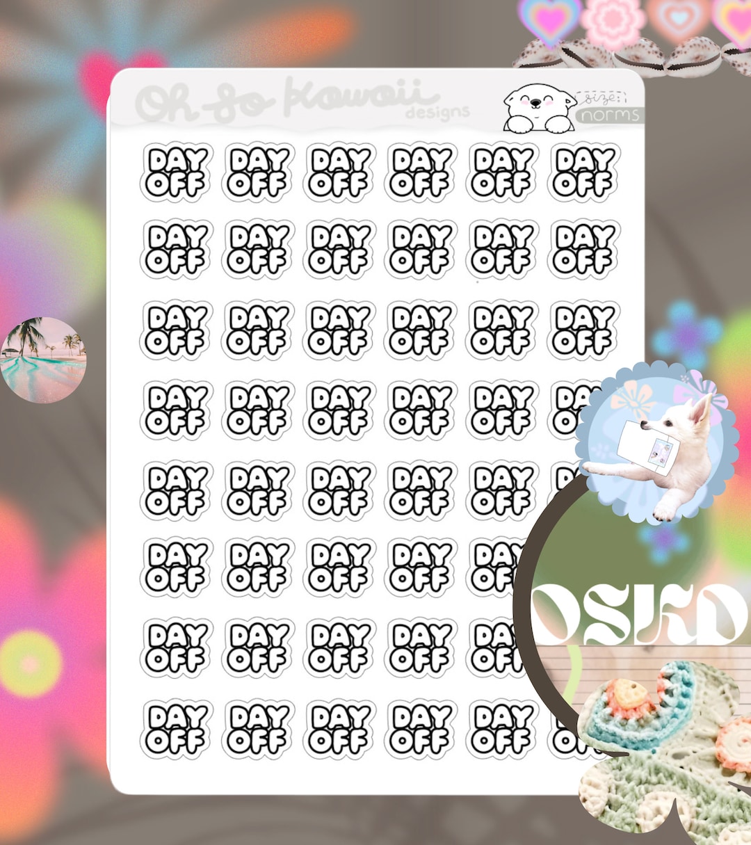 Kawaii Day off Planner Stickers - Day off Stickers Work Stickers for ...