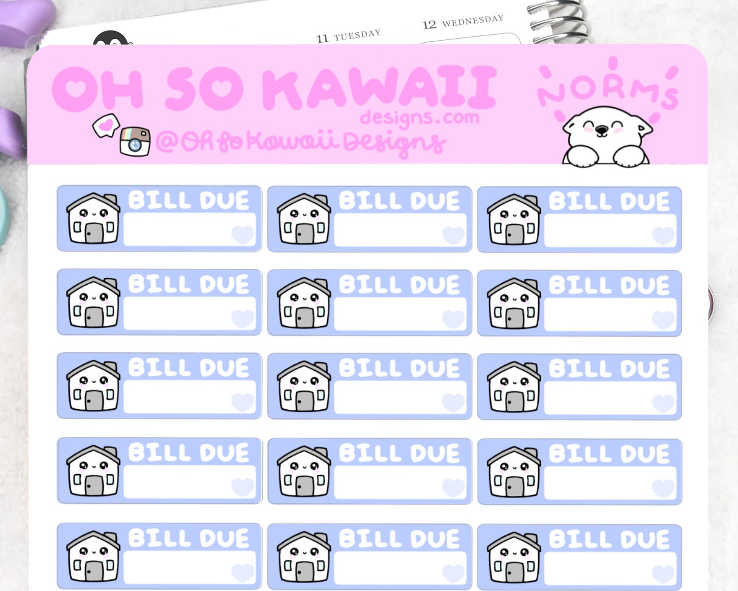 Kawaii Mortgage Due Sticker Rent Due Stickers Happy - Etsy