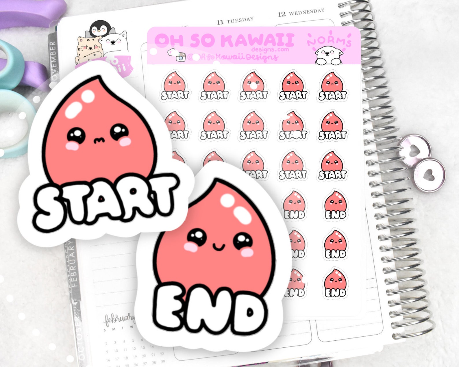 Kawaii Blood Drop Stickers Blood Drop Planner Stickers - Etsy