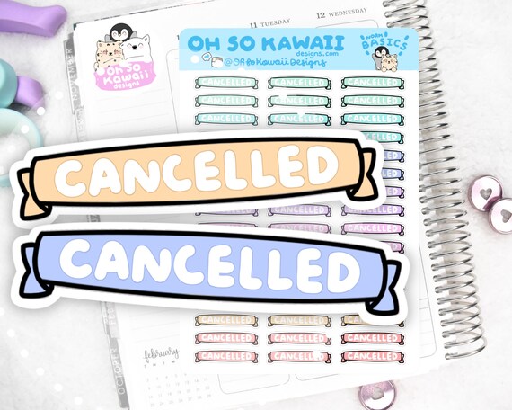Kawaii Canceled Stickers Cancelled Planner Stickers Happy - Etsy
