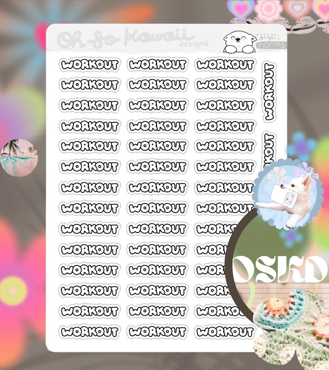 Kawaii Workout Stickers - Workout Planner Stickers - Fitness Stickers ...