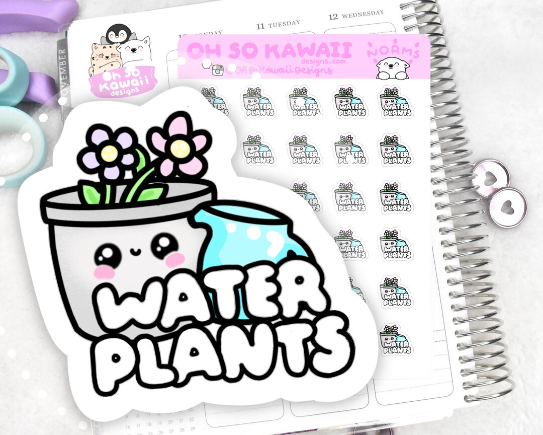 Kawaii Water Plants Tracker Stickers Reminder Stickers - Etsy