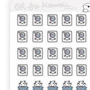 Kawaii Washing Machine Stickers - Laundry Planner Stickers - Do the ...