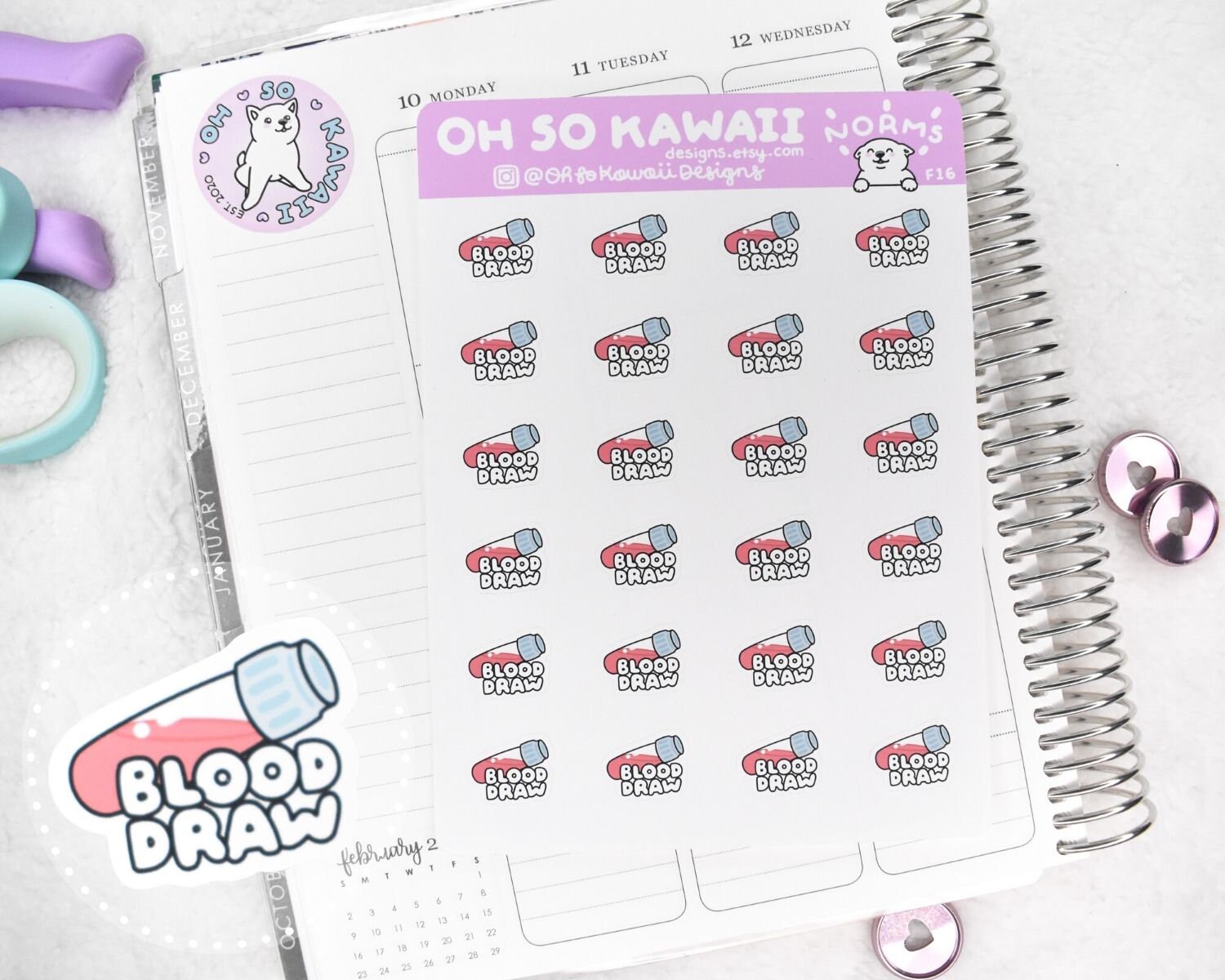 Kawaii Blood Work Blood Draw Reminder Sticker Draw Blood | Etsy