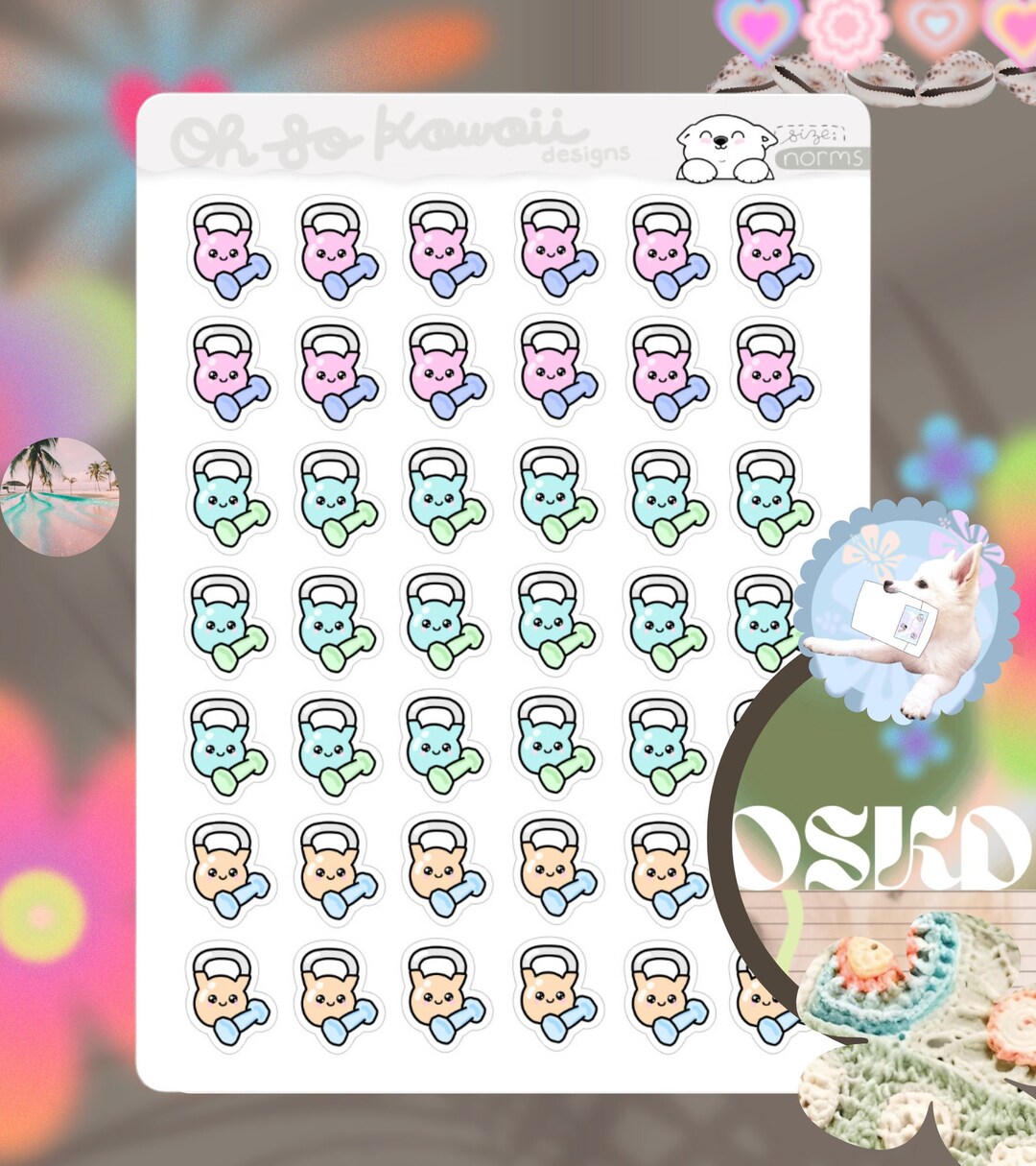 Kawaii Workout Stickers - Workout Planner Stickers - Exercise Stickers ...