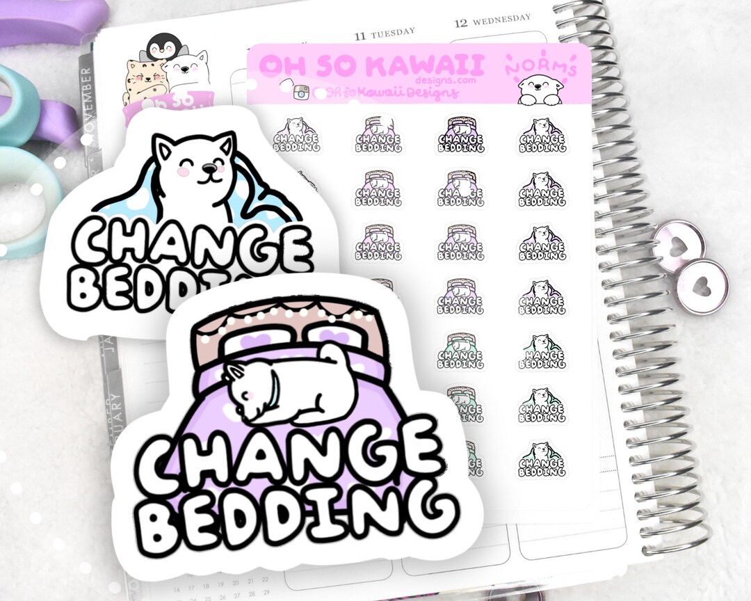 Kawaii Change Bedding Stickers Change Bedding Planner - Etsy