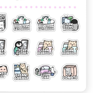 Kawaii Spring Cleaning Planner Stickers - Deep Clean Checklist - Spring ...