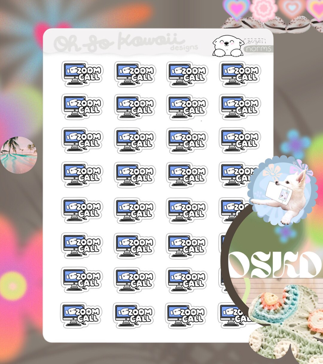 Kawaii Zoom Meeting Planner Stickers - Zoom Meeting Stickers for Erin ...