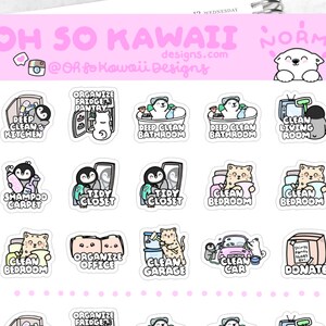 Kawaii Spring Cleaning Planner Stickers Deep Clean Checklist Spring ...