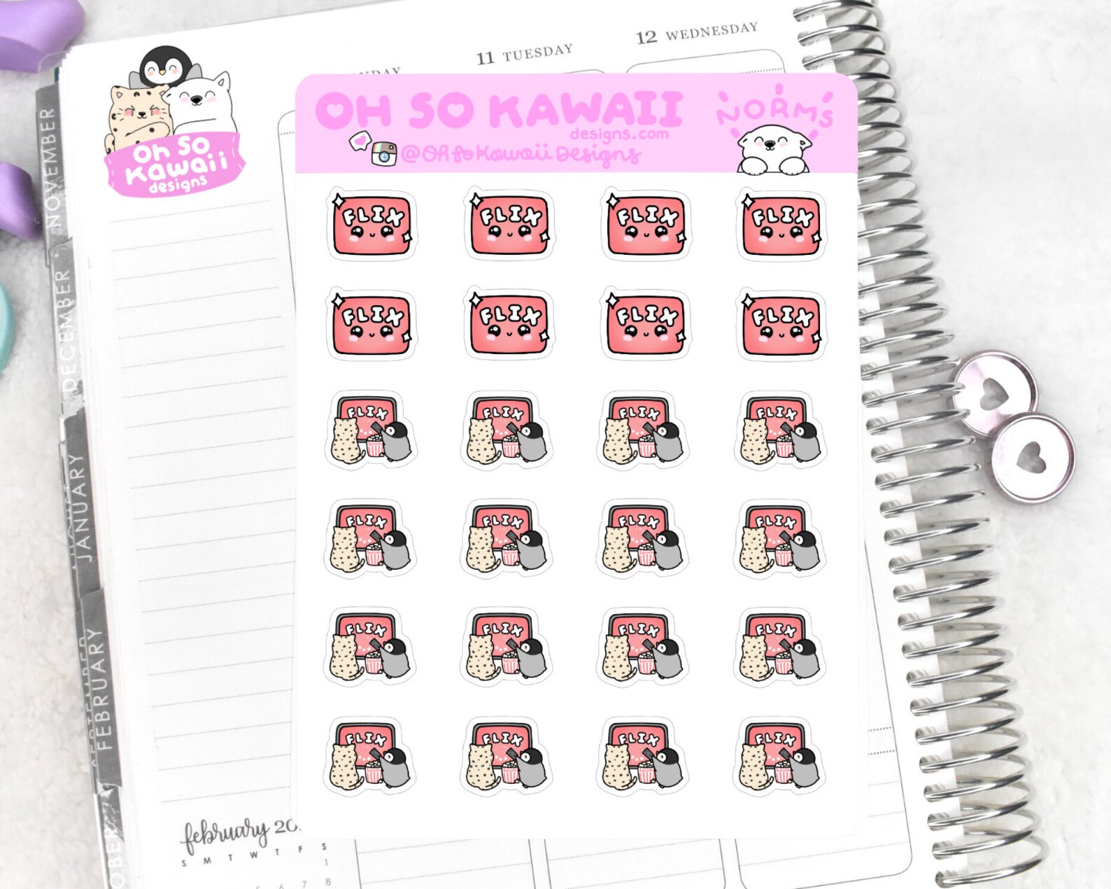 Kawaii Netflix Planner Stickers Pay Netflix Sticker Reminder | Etsy