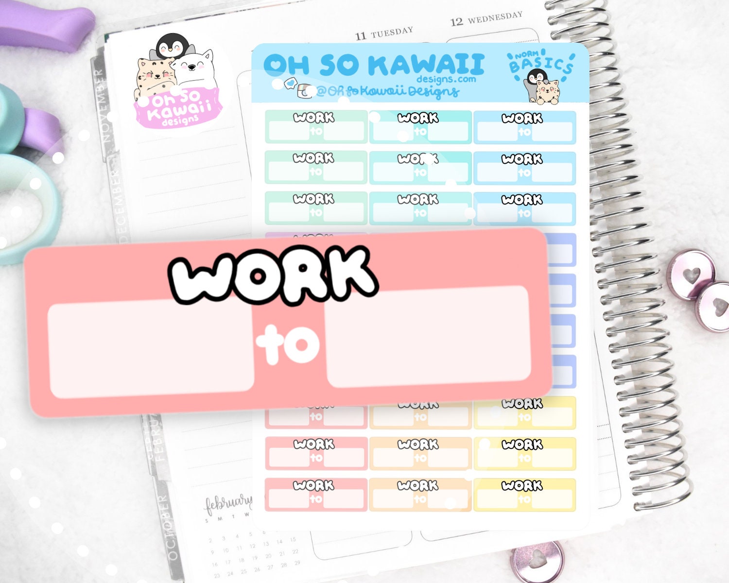 Kawaii Work Schedule Planner Stickers Work Schedule Sticker - Etsy