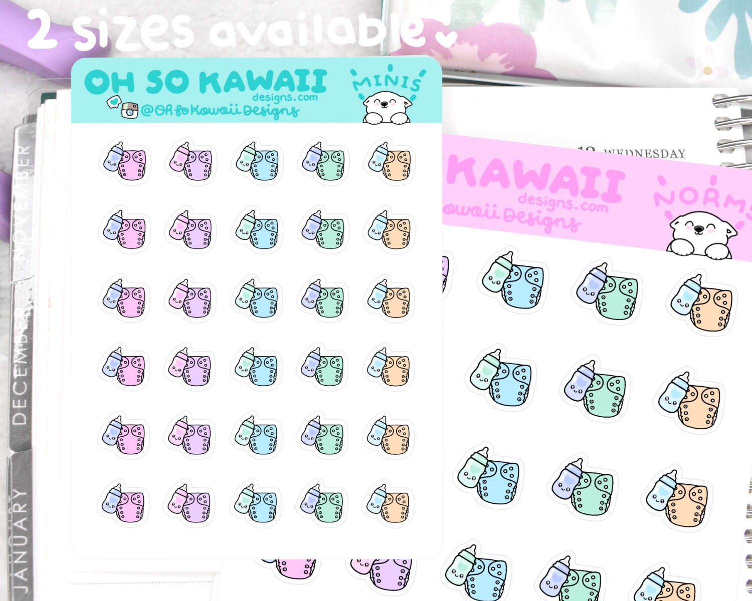 Kawaii Diaper Stickers Baby Sticker Baby Planner Stickers | Etsy