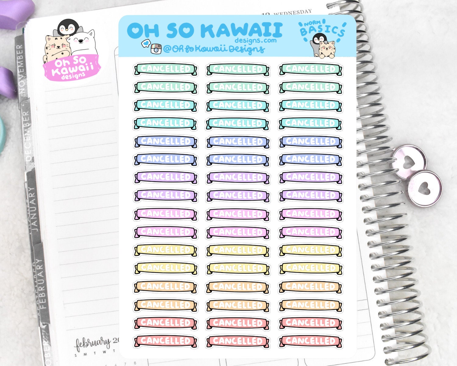 Kawaii Canceled Stickers Cancelled Planner Stickers Happy - Etsy
